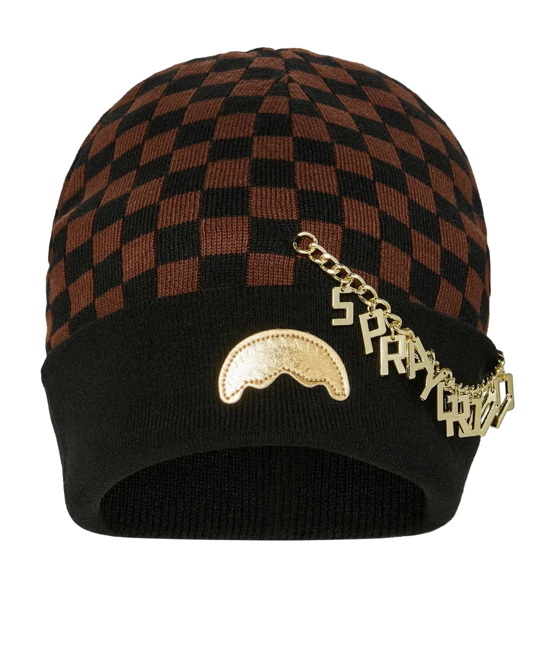 SPRAYGROUND: GOLD CHAIN CHECK BEANIE – 85 86 eightyfiveightysix