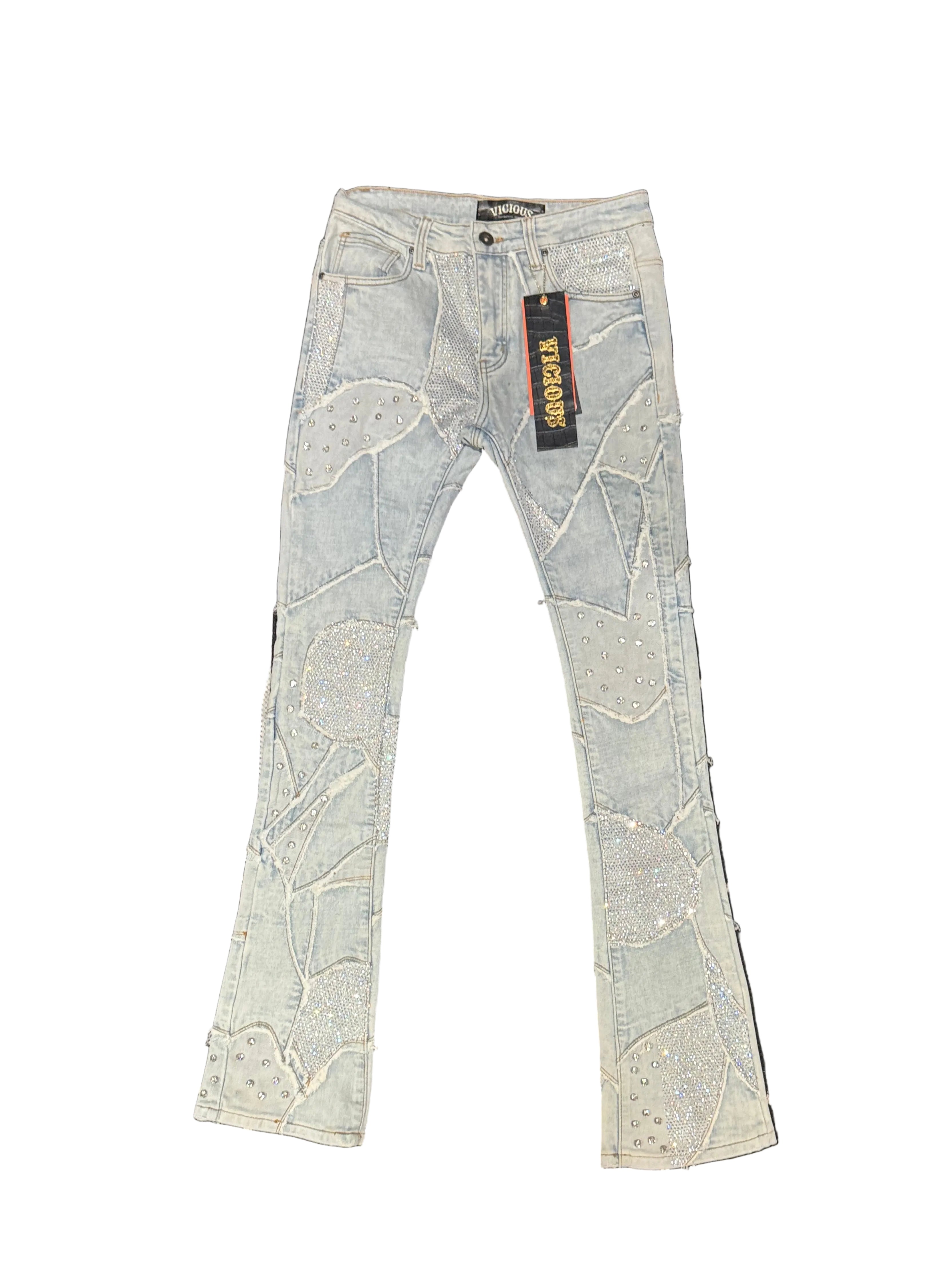 VICIOUS DENIM: BLUE STACKED SPARKLE – 85 86 eightyfiveightysix