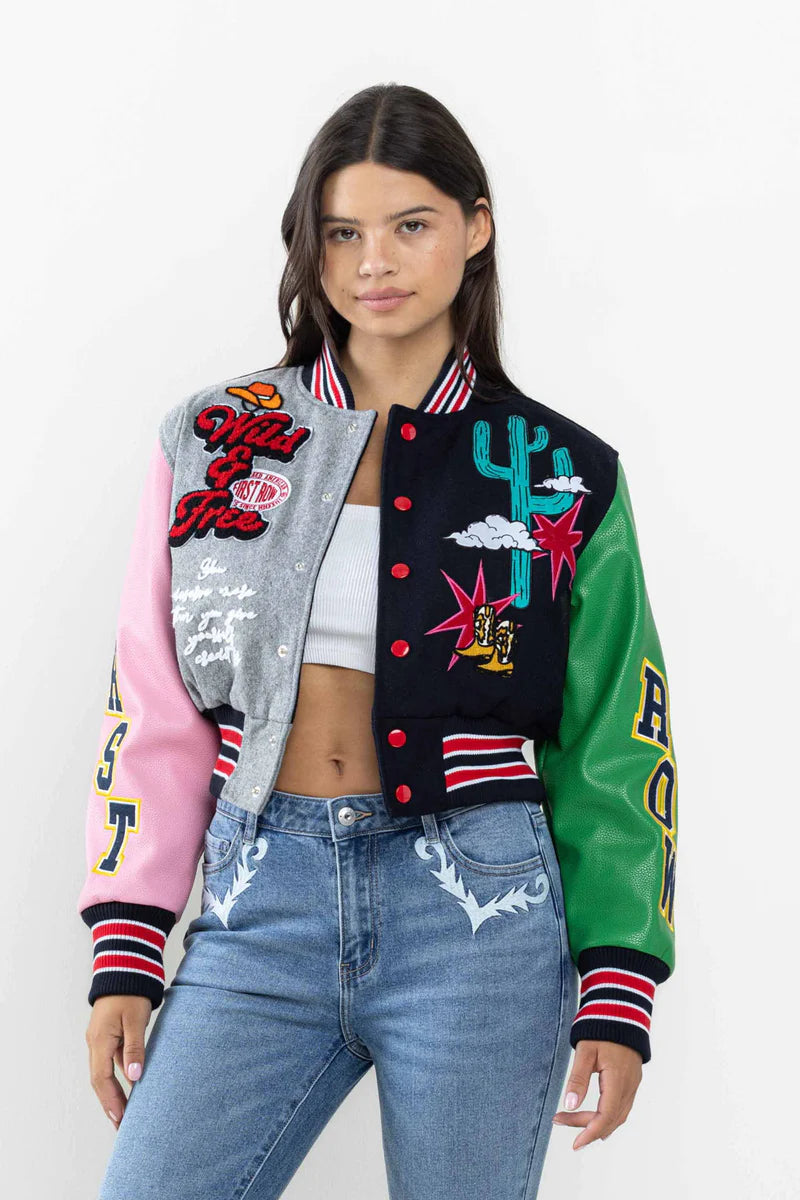 WILD AND FREE CROPPED VARSITY JACKET – 85 86 eightyfiveightysix