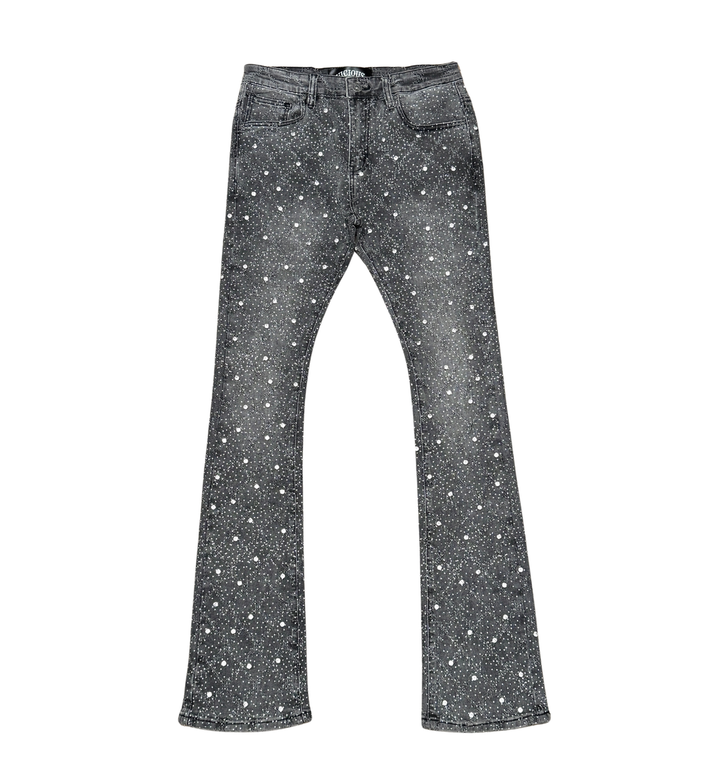 VICIOUS DENIM : EMBELLISHED STACKED JEANS – 85 86 eightyfiveightysix